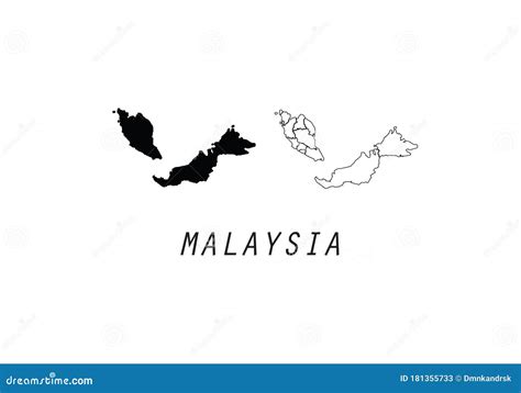 Malaysia Outline Map Country Stock Vector Illustration Of Global