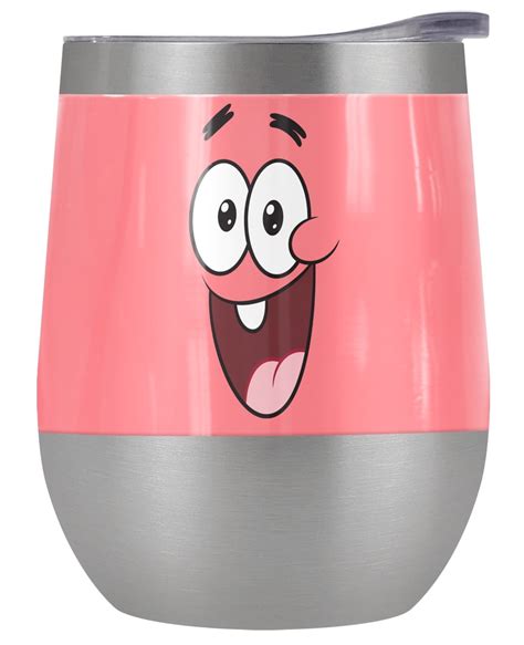 Spongebob Official Patrick Joyful Face 12 Oz Stemless Tumbler Stainless Steel Travel Cup Lake