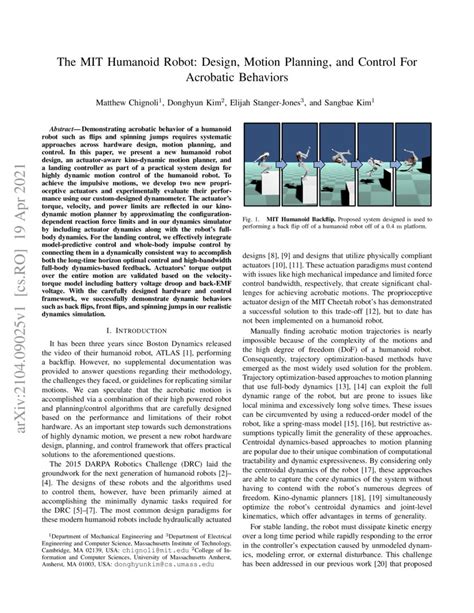 The Mit Humanoid Robot Design Motion Planning And Control For