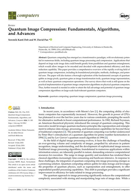 Pdf Quantum Image Compression Fundamentals Algorithms And Advances