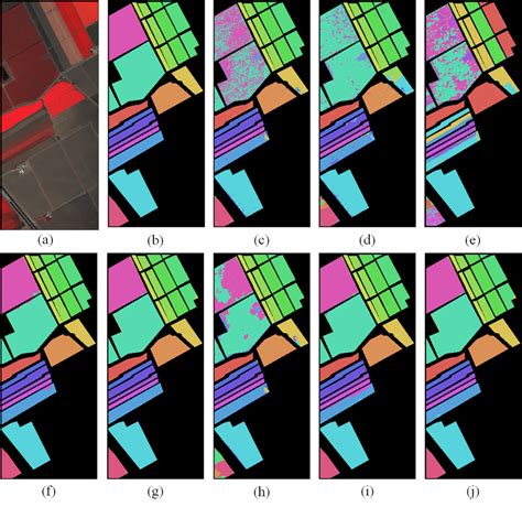 classification maps of different methods on salinas dataset a