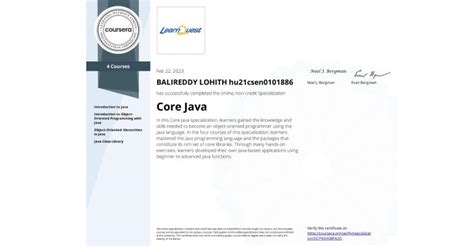 lohith balireddy on linkedin completion certificate for core java