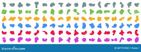 Set Of Random Abstract Colored Blotch Shapes Liquid Shape Elements Round Blobs Collection