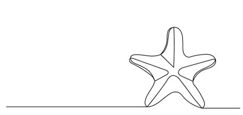 하나의 연속 선 벡터에 불가사리 그리기 프리미엄 벡터