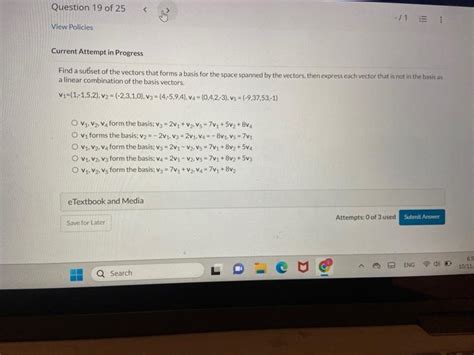 Solved Find A Subset Of The Vectors That Forms A Basis For Chegg
