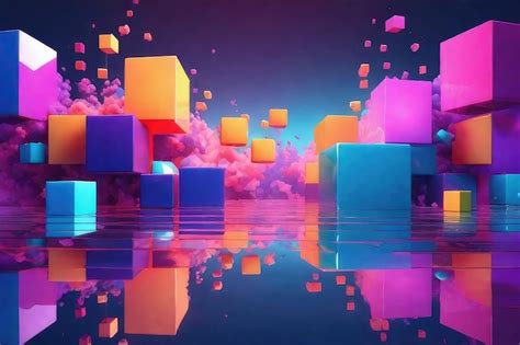 Premium Photo Colorful 3d Cubes In A Vibrant Background