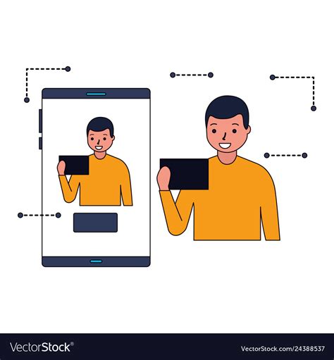 Man Face Scan Biometric Digital Technology Vector Image