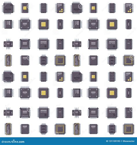 Transistor Equipment Microprocessor PC Micro Part Circuit Element Chip Vector Electronic Icon