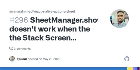 Sheetmanagershow Doesnt Work When The The Stack Screen Presentation Type Is Modal · Issue