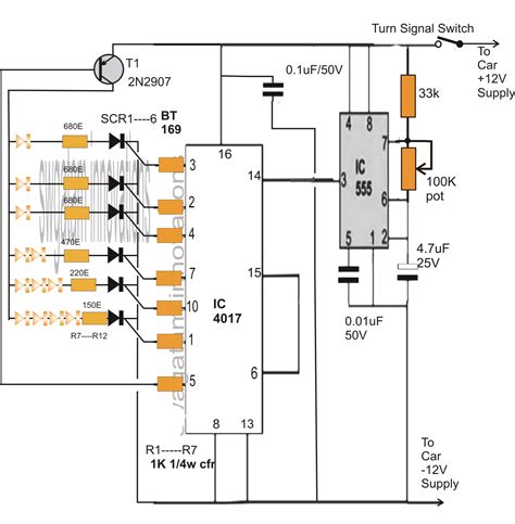 Sequential Bar Graph Turn Light Indicator Circuit For Car Circuit