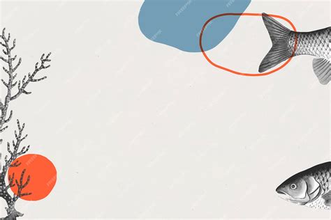 빈티지 물고기 프레임 아트 무료 벡터