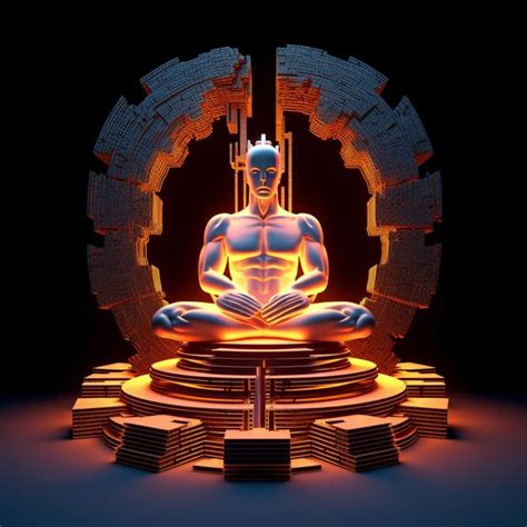 A Close Up Of A Statue Of A Man Sitting On A Platform Generative Ai Premium Ai Generated Image