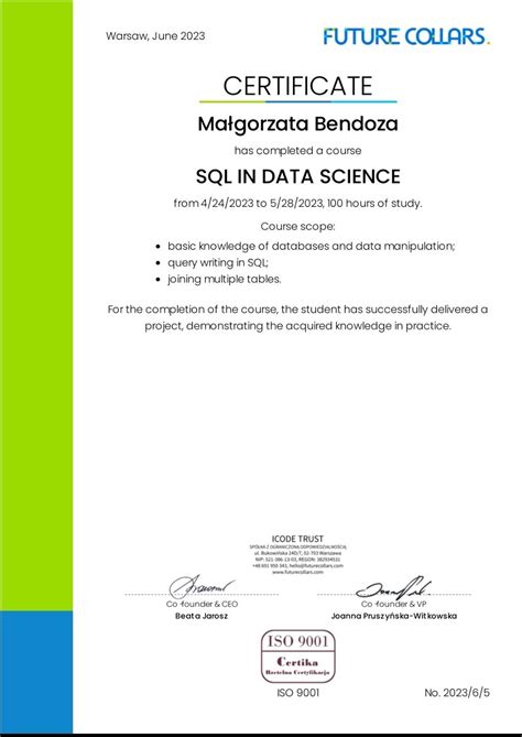 Im Happy To Announce That I Have Obtained New Certification Sql In Data Science By Future