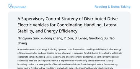A Supervisory Control Strategy Of Distributed Drive Electric Vehicles For Coordinating Handling