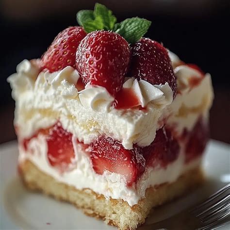 Indulgent Strawberry Shortcake Layered Slice Youll Love Bitemeadow