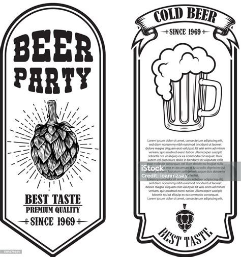 홉과 맥주 머그잔 일러스트가있는 맥주 전단지 세트 포스터 배너 기호 엠블럼에 대한 디자인 요소 벡터 일러스트레이션 0명에 대한