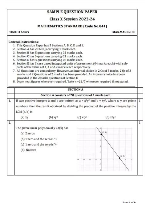[pdf] Cbse Class 10 Maths Sample Paper 2023 24 With Solution Pdf Panot Book