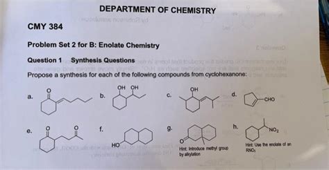 Solved Problem Set 2 For B Enolate Chemistry Question 1