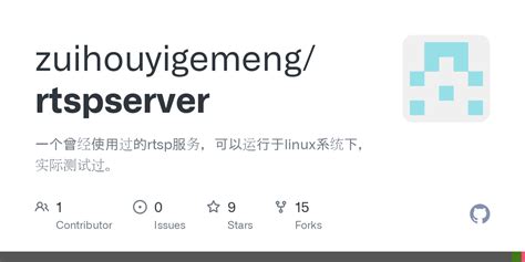 github zuihouyigemeng rtspserver 一个曾经使用过的rtsp服务，可以运行于linux系统下，实际测试过。