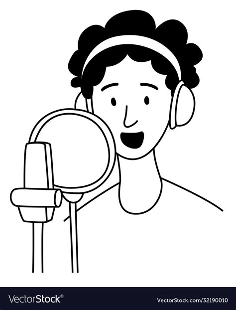 Girl Recording Voice In A Studio Royalty Free Vector Image