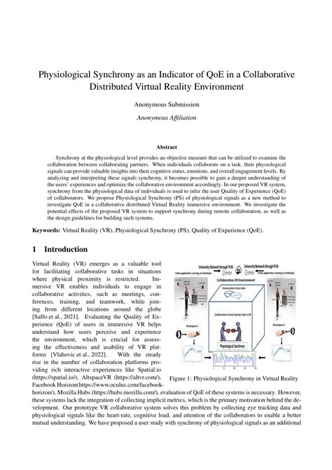 pdf physiological synchrony as an indicator of qoe in a collaborative