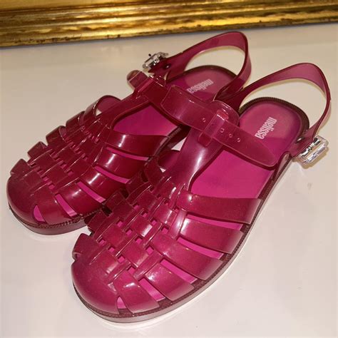 Melissa Jelly Sandals In Pink Size 38 75 8 Worn Depop