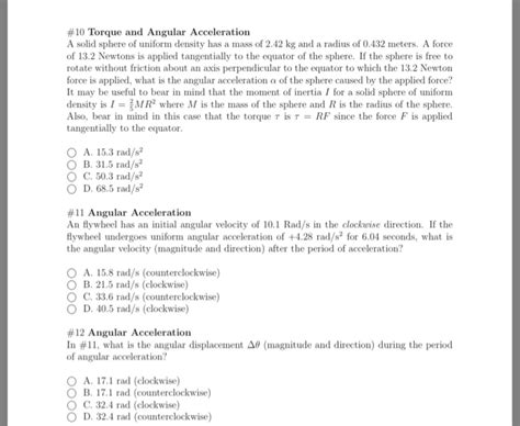 solved 10 torque and angular acceleration a solid sphere of