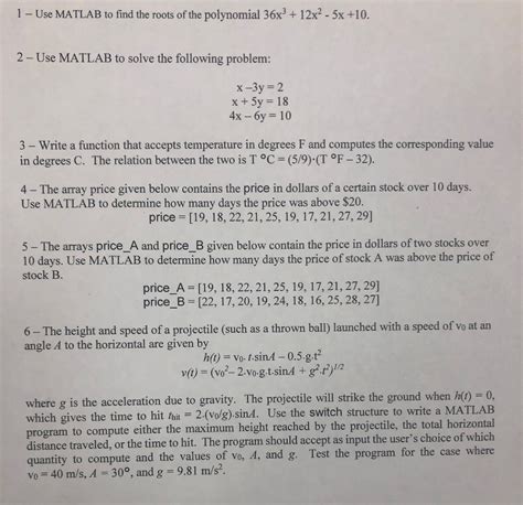 Solved Use MATLAB To Find The Roots Of The Polynomial Chegg