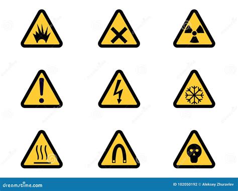 Set Of Triangular Warning Hazard Signs Stock Illustration