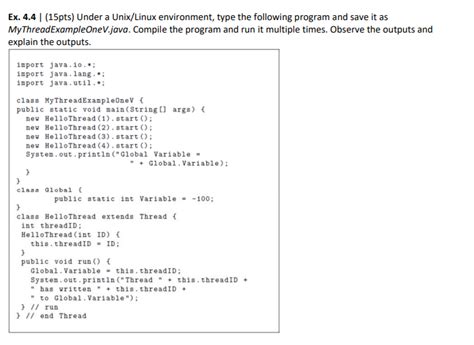 Solved Ex Pts Under A Unix Linux Environment Chegg