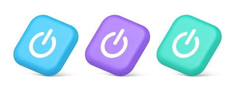 Shutdown Turn On Off Button Energy Switch Power Start Stop Web App Design D Realistic Isometric