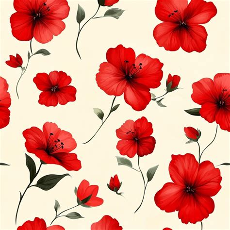 Small Red Flowers Seamless Pattern Background Premium Ai Generated Image