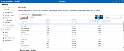 Uninstall Extensions In Windows Admin Center Mastering Vmware