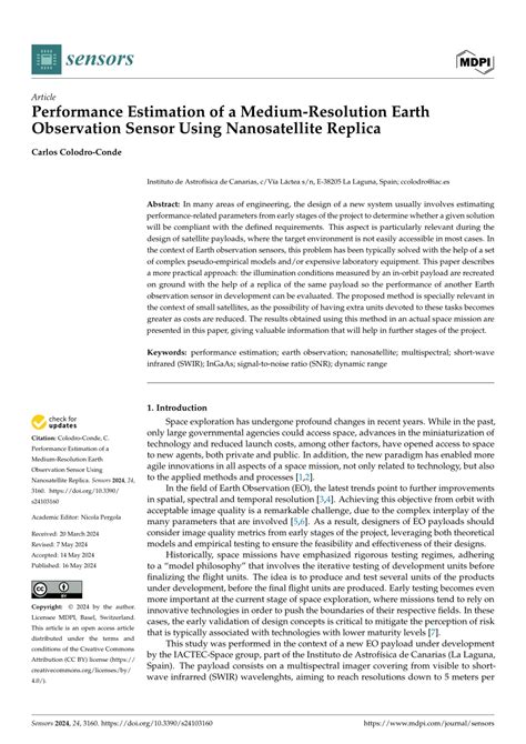 Pdf Performance Estimation Of A Medium Resolution Earth Observation