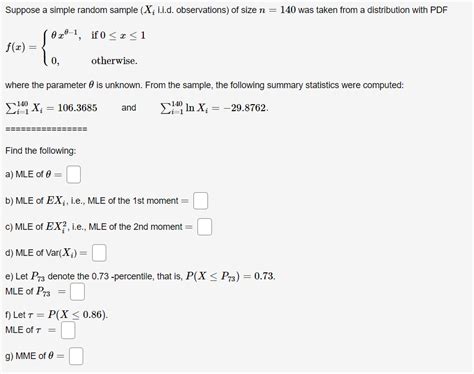 Solved Suppose A Simple Random Sample Xi I I D Chegg