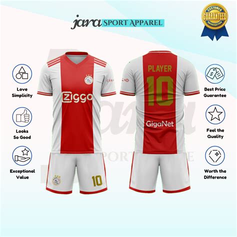 Jual Jersey AFC Ajax Home Custom Nama Nomor Punggung Full Printing Baju Jersey