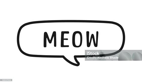 야옹 말풍선 개요 낙서 야옹 텍스트 귀여운 손으로 그린 인용문 고양이 소리 손글씨 문구 셔츠 카드 포스터 등에 인쇄하기 위한 벡터 그림 Onomatopoeia에 대한 스톡