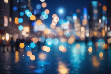Premium Photo City Blurring Lights Abstract Circular Bokeh On Blue