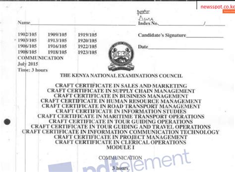 Communication Knec Past Papers Certificate Ke