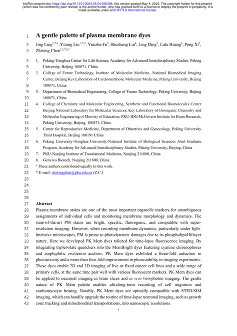 Pdf A Gentle Palette Of Plasma Membrane Dyes