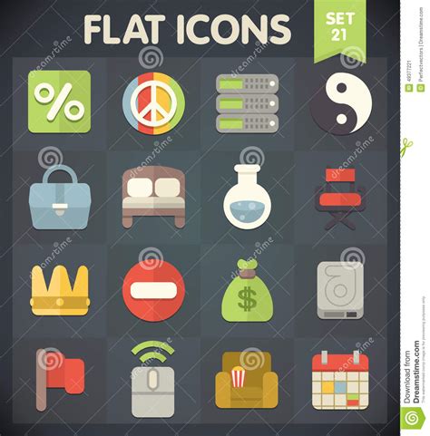 Universal Flat Icons For Web And Mobile Set Stock Vector Illustration Of Hippie Fashion