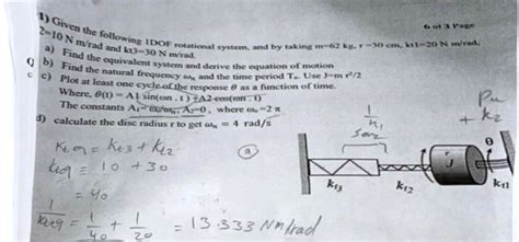 solved 2010 10 m rad following 1 dof rotational system and