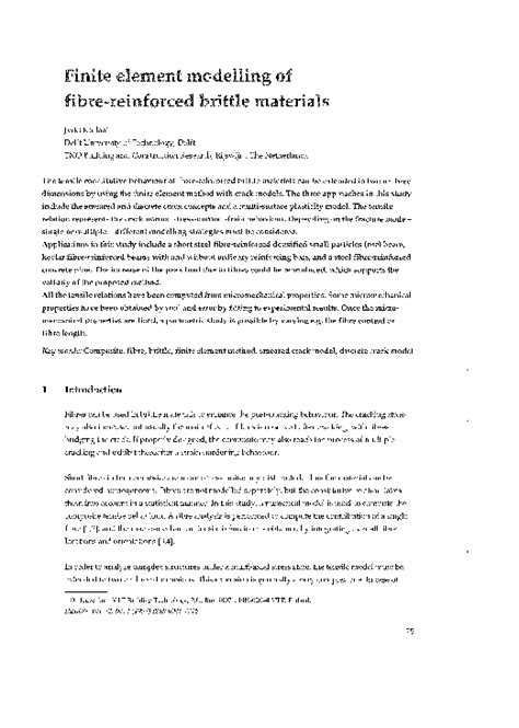 Pdf Finite Element Modelling Of Fibre Reinforced Brittle Materials