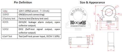 Self Testing Type A Rcd Zero Phase Differential Transformer 6ma Dc Leakage Current Sensor