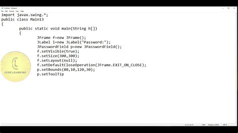 java swing class tooltip codelearning youtube