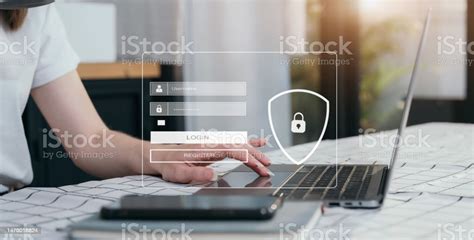 Woman Typing Login And Password In The Concept Of Cyber Security Information Security Data