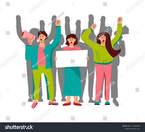 Persons Banners Megaphone Protest Demonstration Concept Stock Vector