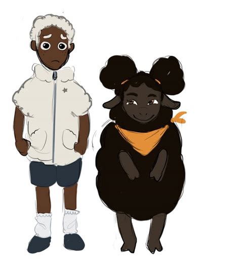 Two Cartoon Characters Standing Next To Each Other One With An Ear On His Head