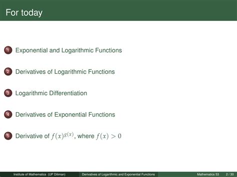 SOLUTION M Lec Derivatives Of Exponential And Logarithmic Functions Studypool