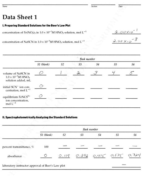 Solved Name Section Date Data Sheet 1 I Preparing Standard